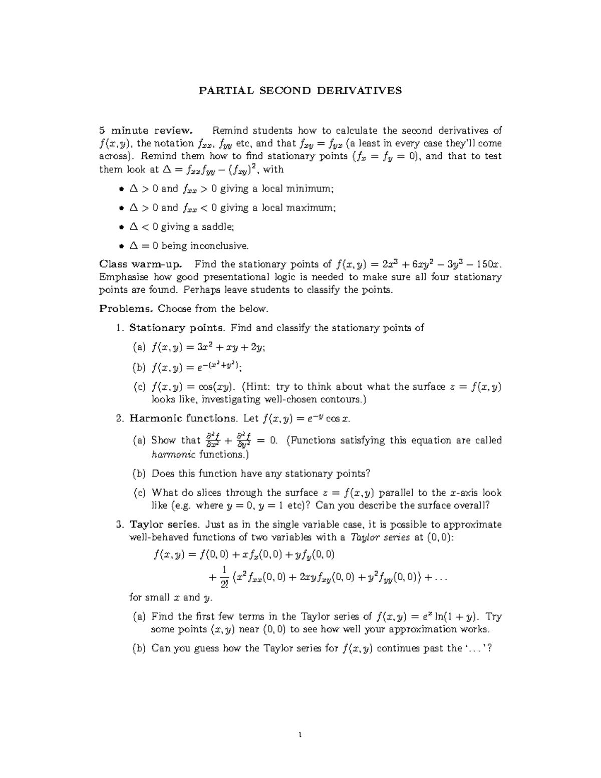 Semester 1 part 13 Partial second Derivatives - PARTIAL SECOND ...