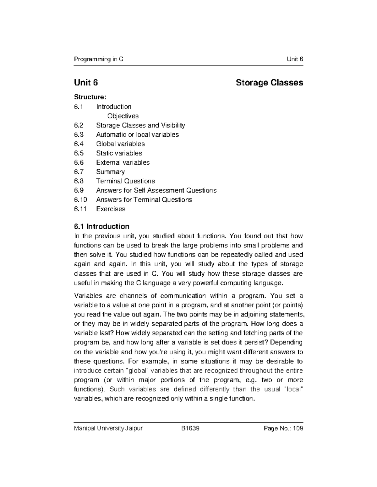Unit 06 - Storage Classes - Unit 6 Storage Classes Structure: 6 ...