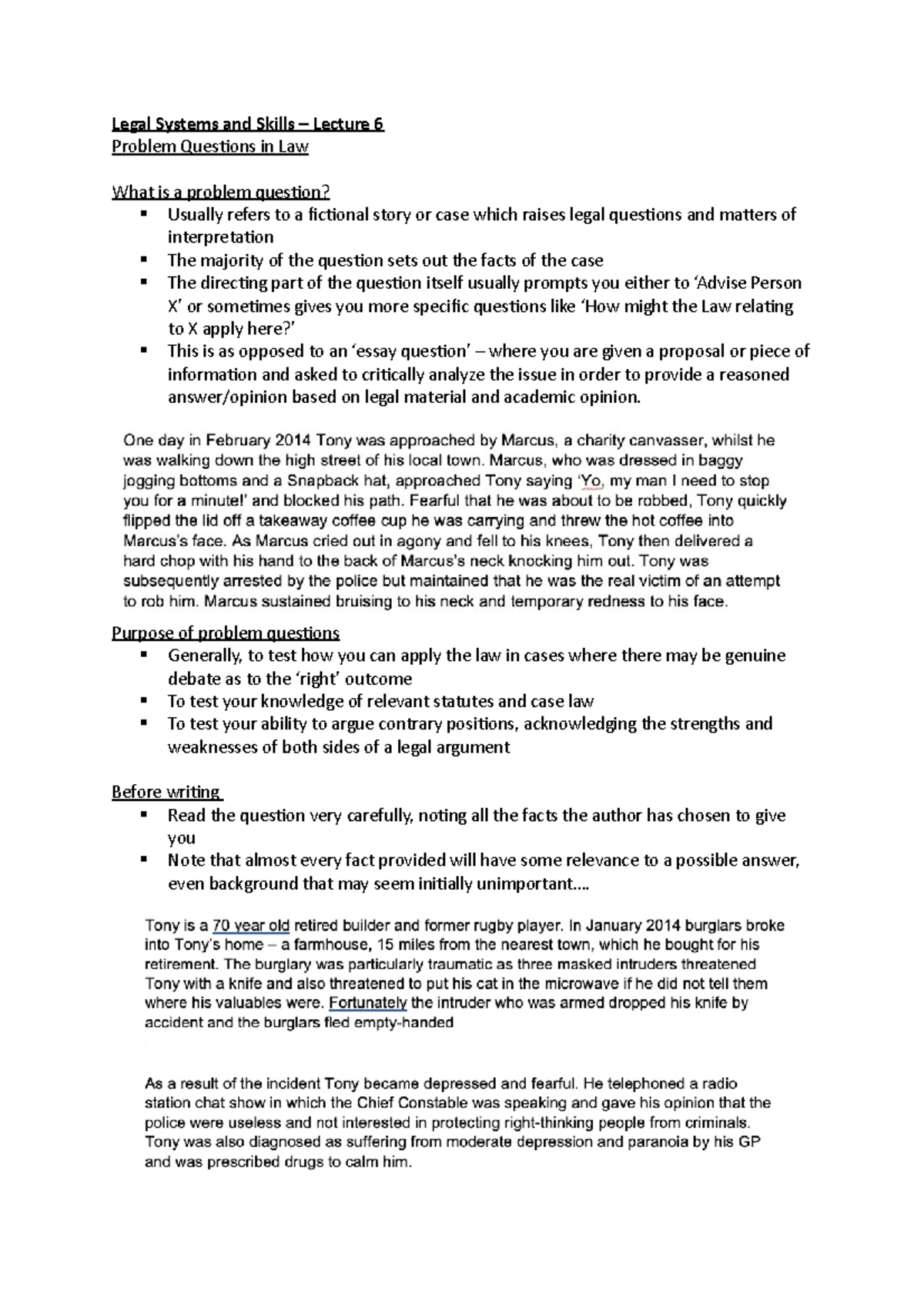 Answering problem questions in law - Legal Systems and Skills – Lecture ...