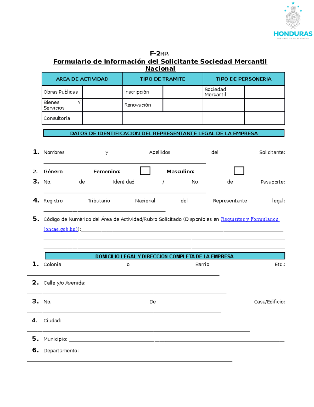 Formulario F-2RP Sociedades Mercantiles - F-2RP. Formulario de ...