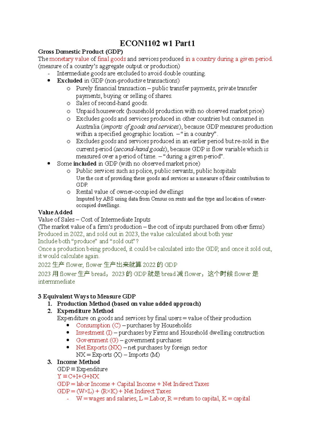 ECON1102 w1 Part1 - GDP, CPI, Inflation - ECON1102 w1 Part Gross ...