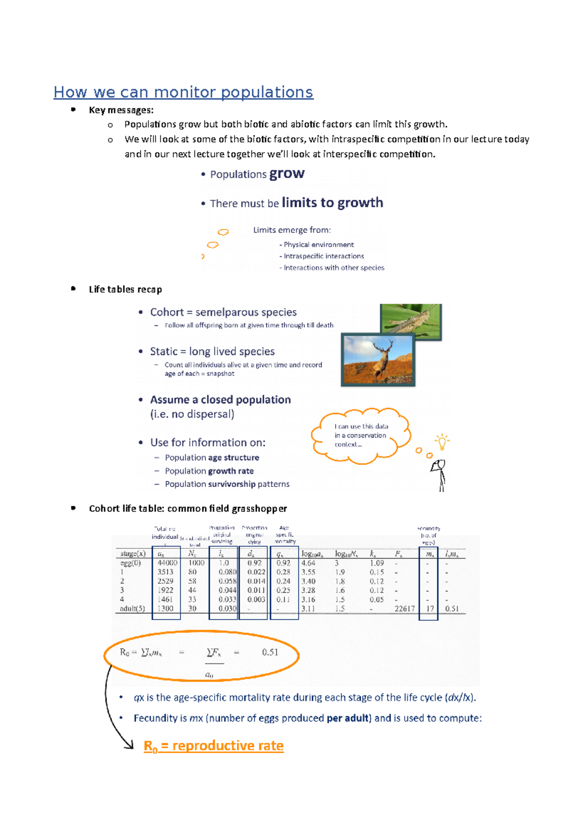 Population growth - Lecture notes 26 - How we can monitor populations ...