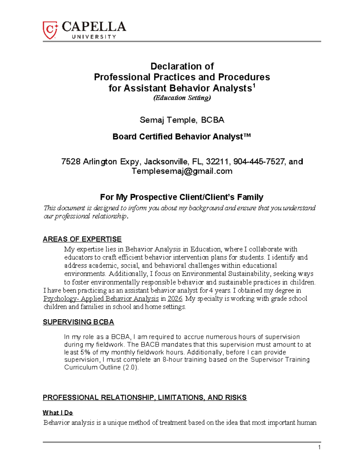 Cf declaration professional practice template - Declaration of Professional Practices and ...