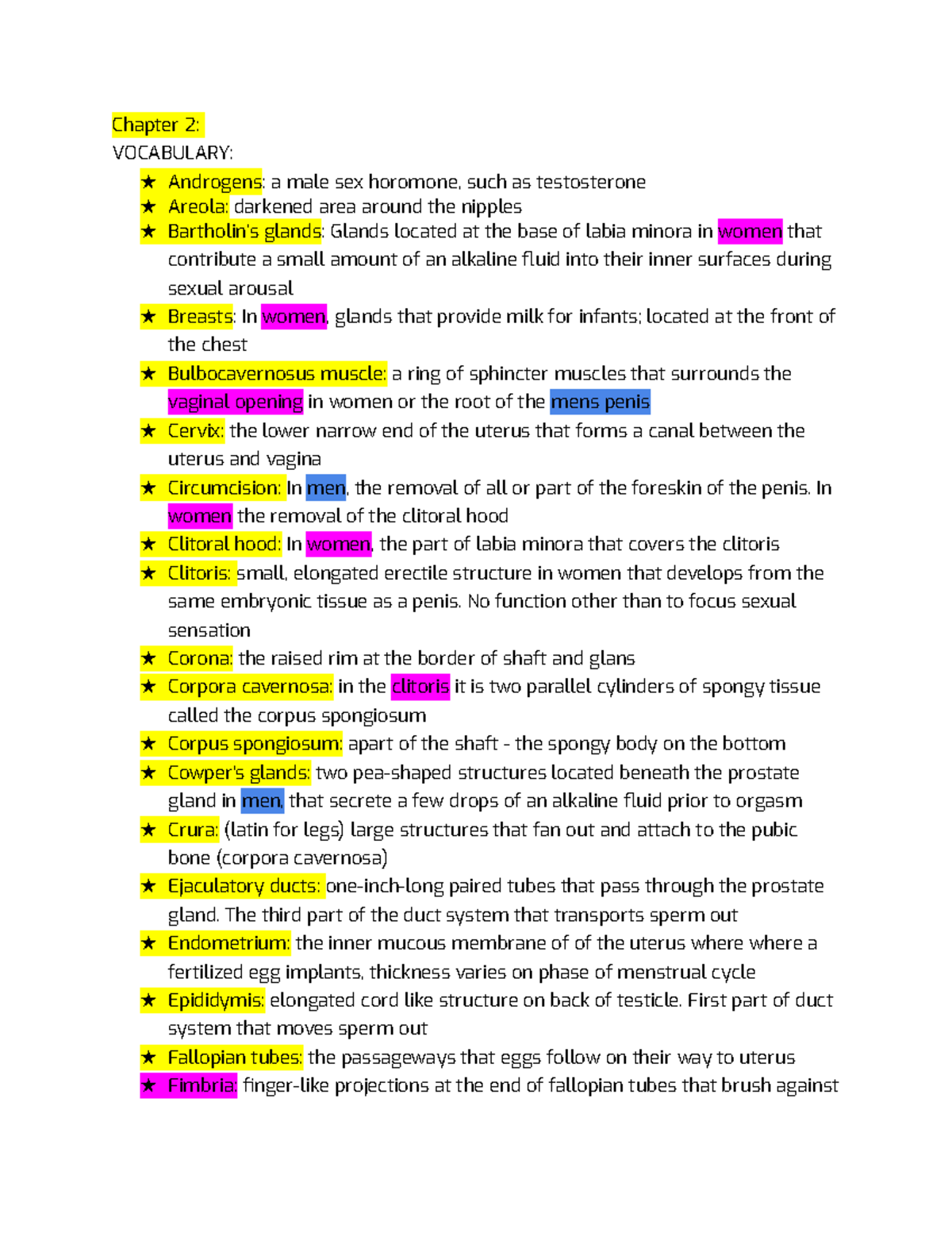 Human Sexual Behavior Exam 1 Study Guide - Chapter 2: VOCABULARY ...