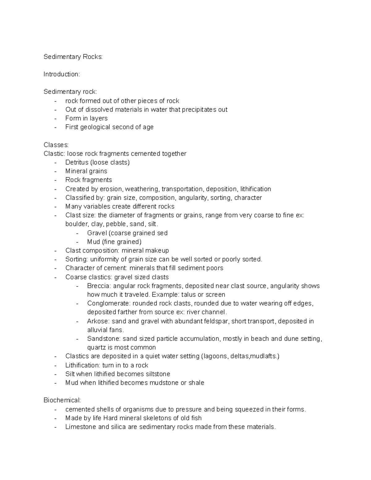 planet earth lecture notes week 1-9 - Sedimentary Rocks: Introduction ...