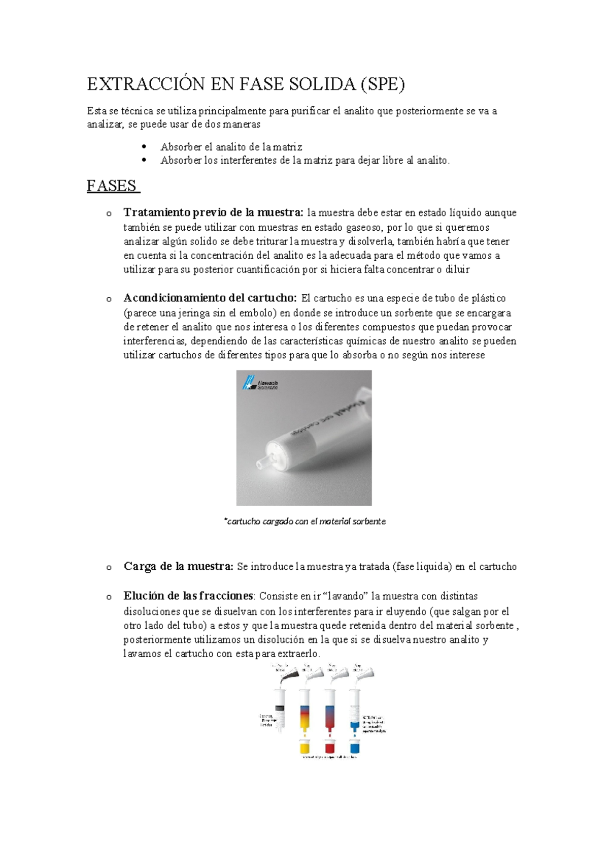 Extracción en fase solida - EXTRACCIÓN EN FASE SOLIDA (SPE) Esta se ...