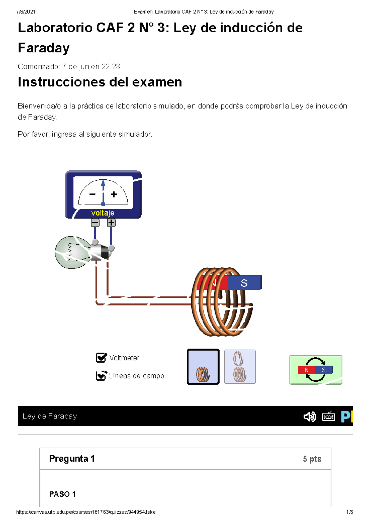Examen Laboratorio CAF 2 N° 3 Ley de inducción de Faraday - Laboratorio CAF 2 N° 3: Ley de ...
