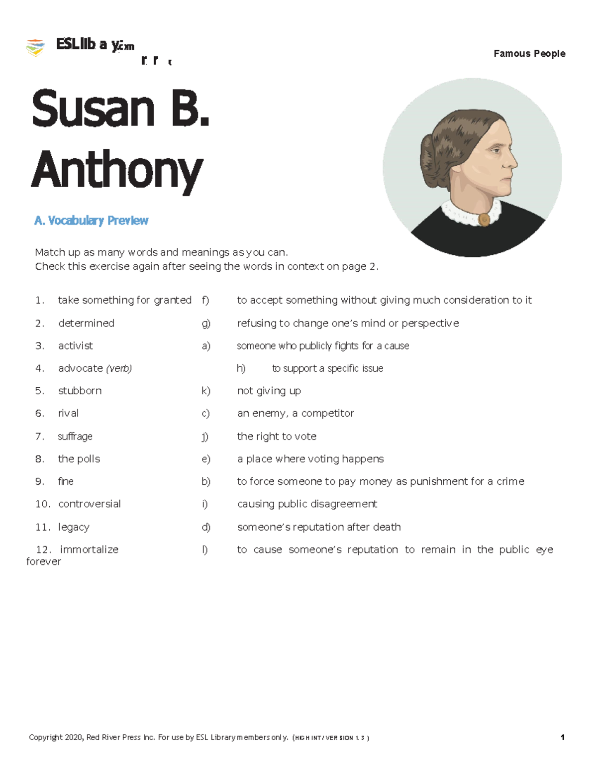 Susan BAnthony - Questions - Famous People Susan B. Anthony A ...