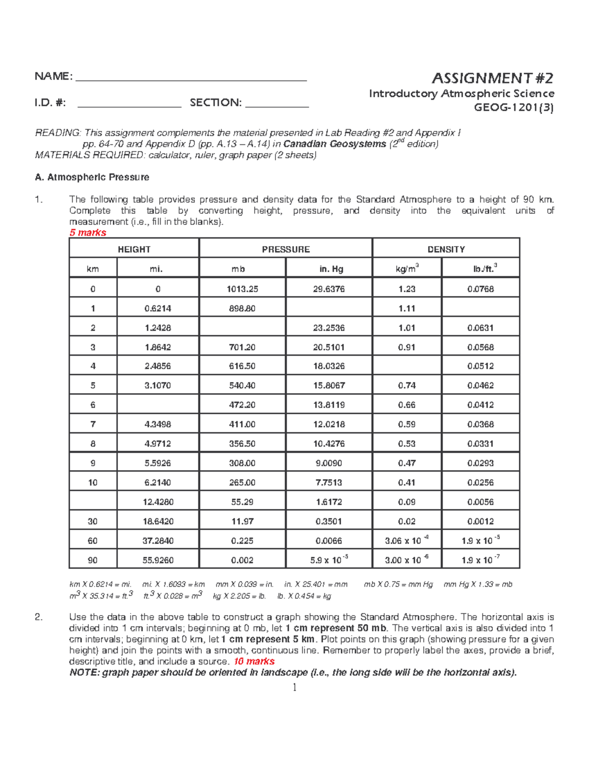 GEOG 1201 Assignment 2 - ! "!# $% READING: This assignment complements ...