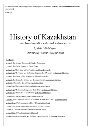 HST 100 Notes by me - HST 100 History of Kazakhstan WEEK 1 (17 - 23 AUG ...