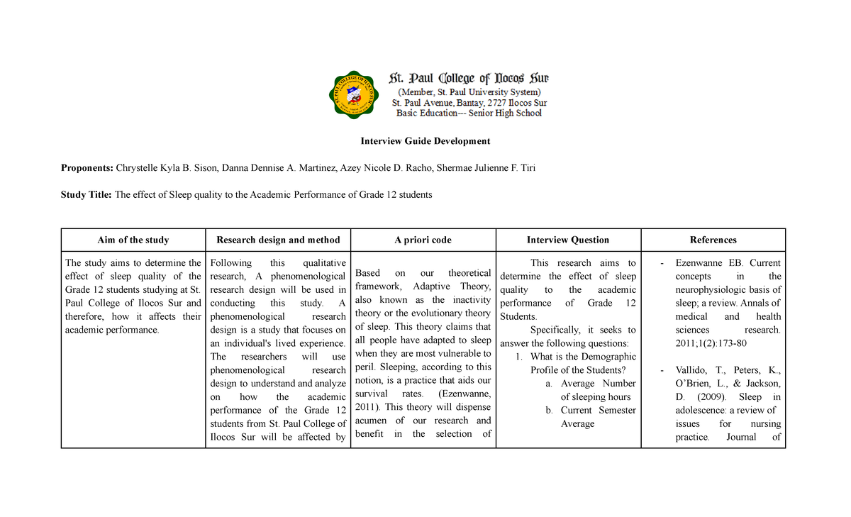 Activity-1 -Making-The-Instrument - Interview Guide Development ...
