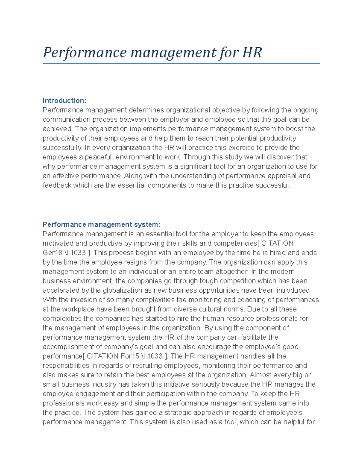PM HR1 3 - Assignment - Performance management for HR Introduction ...