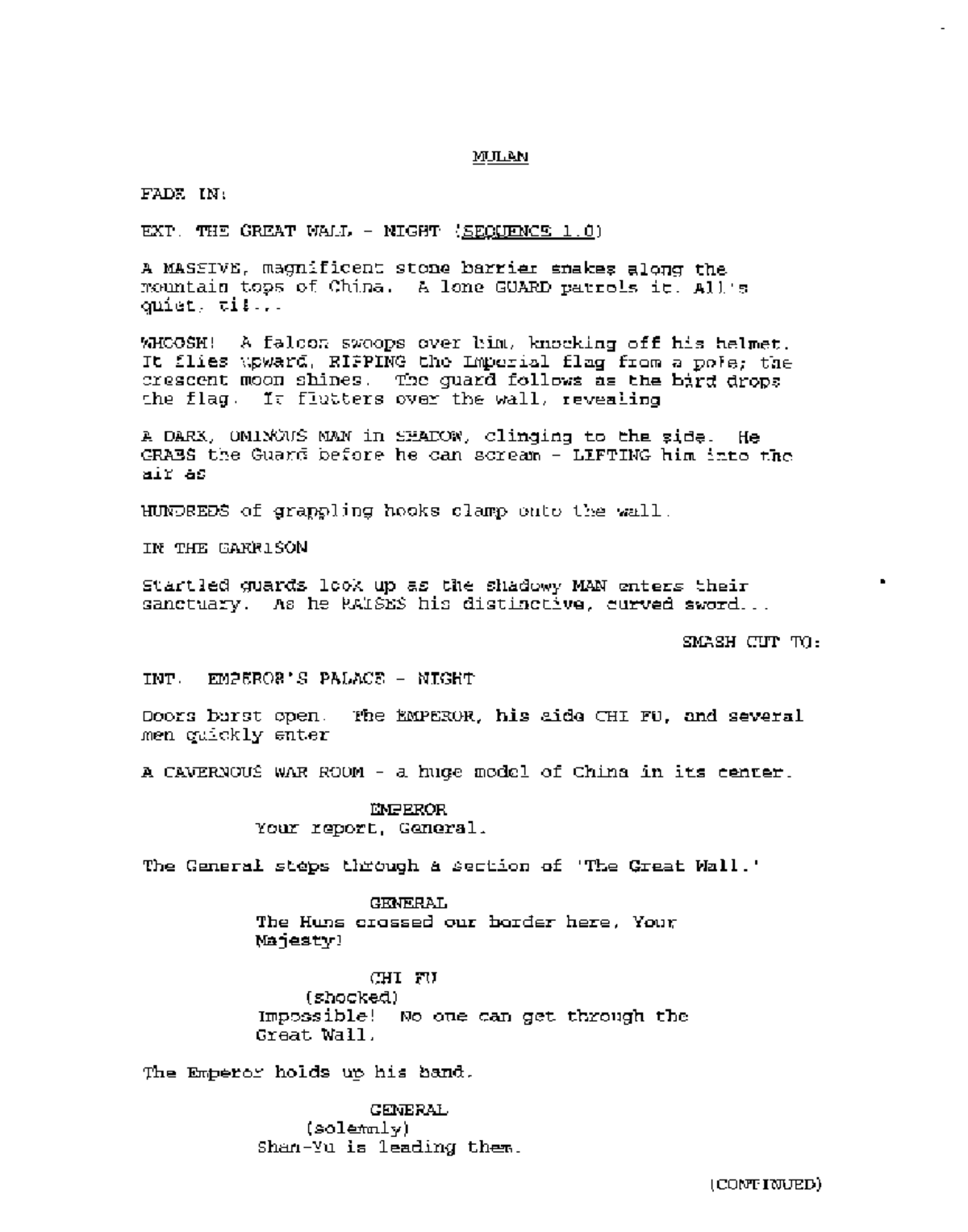 Mulan script eng - practica - licenciatura inglés español - Studocu