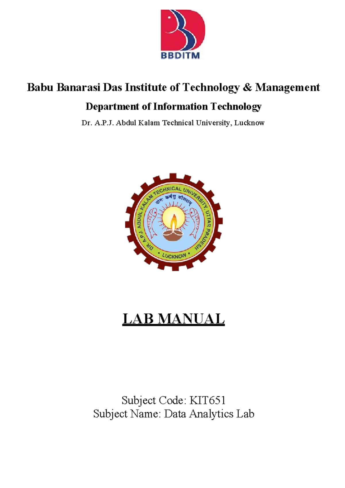 DA Lab Manual - Babu Banarasi Das Institute of Technology & Management ...