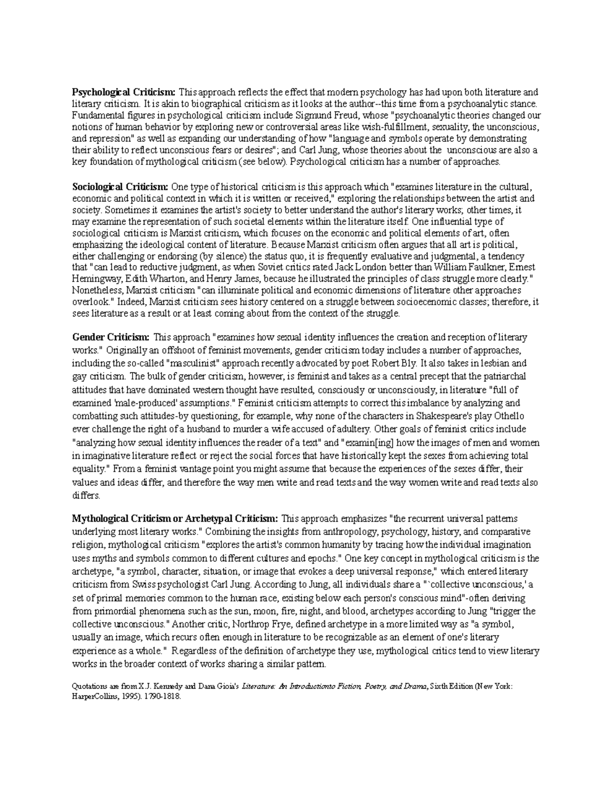 Critical Lenses for WRT-201 Updated - Psychological Criticism: This ...