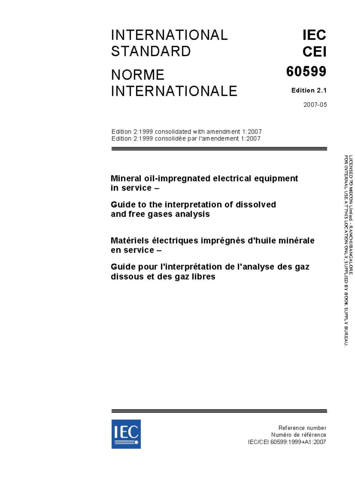 IEC 60599-2007 - IEC - INTERNATIONAL STANDARD IEC CEI NORME ...