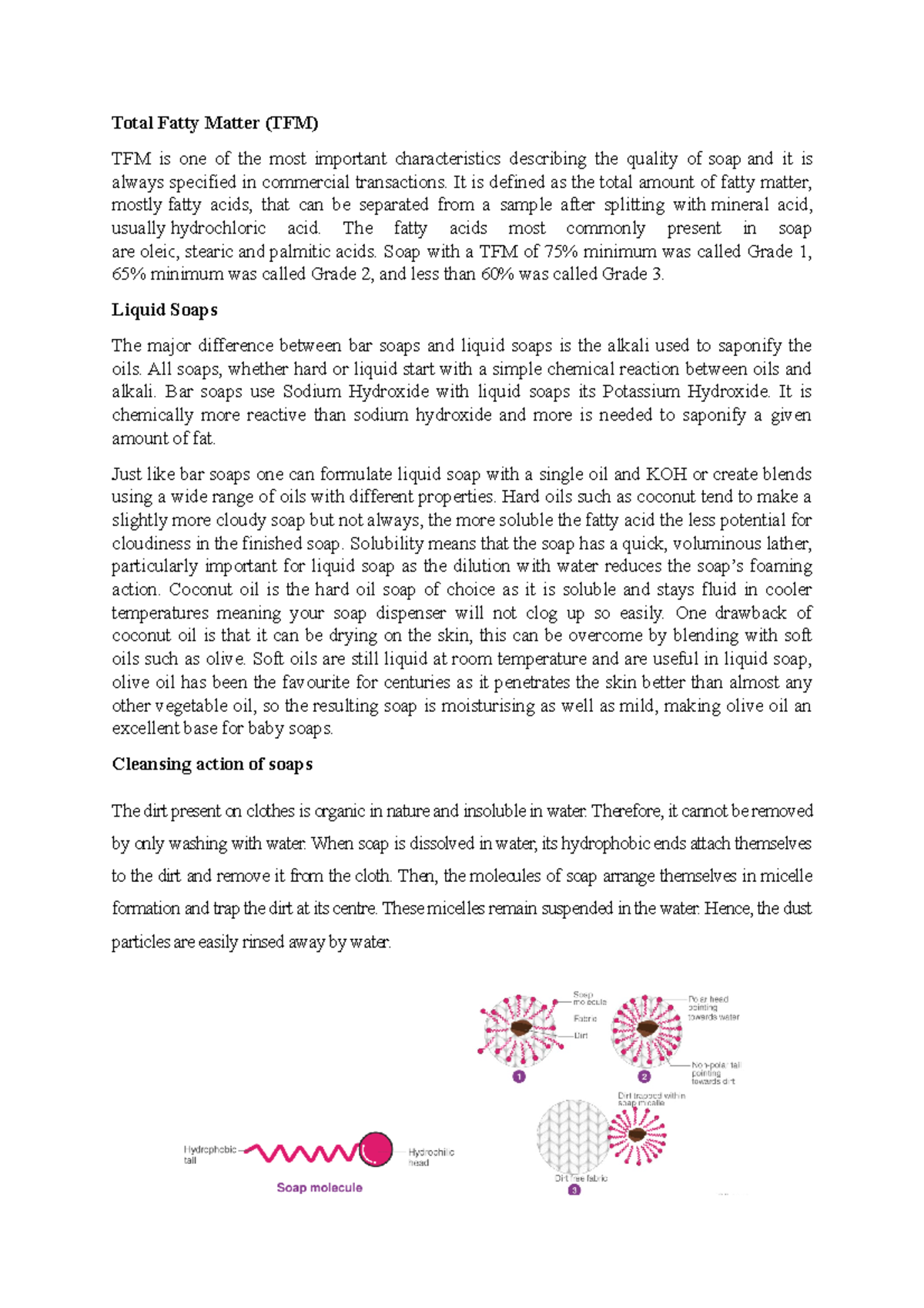 Soaps and Detergents - Total Fatty Matter (TFM) TFM is one of the most ...