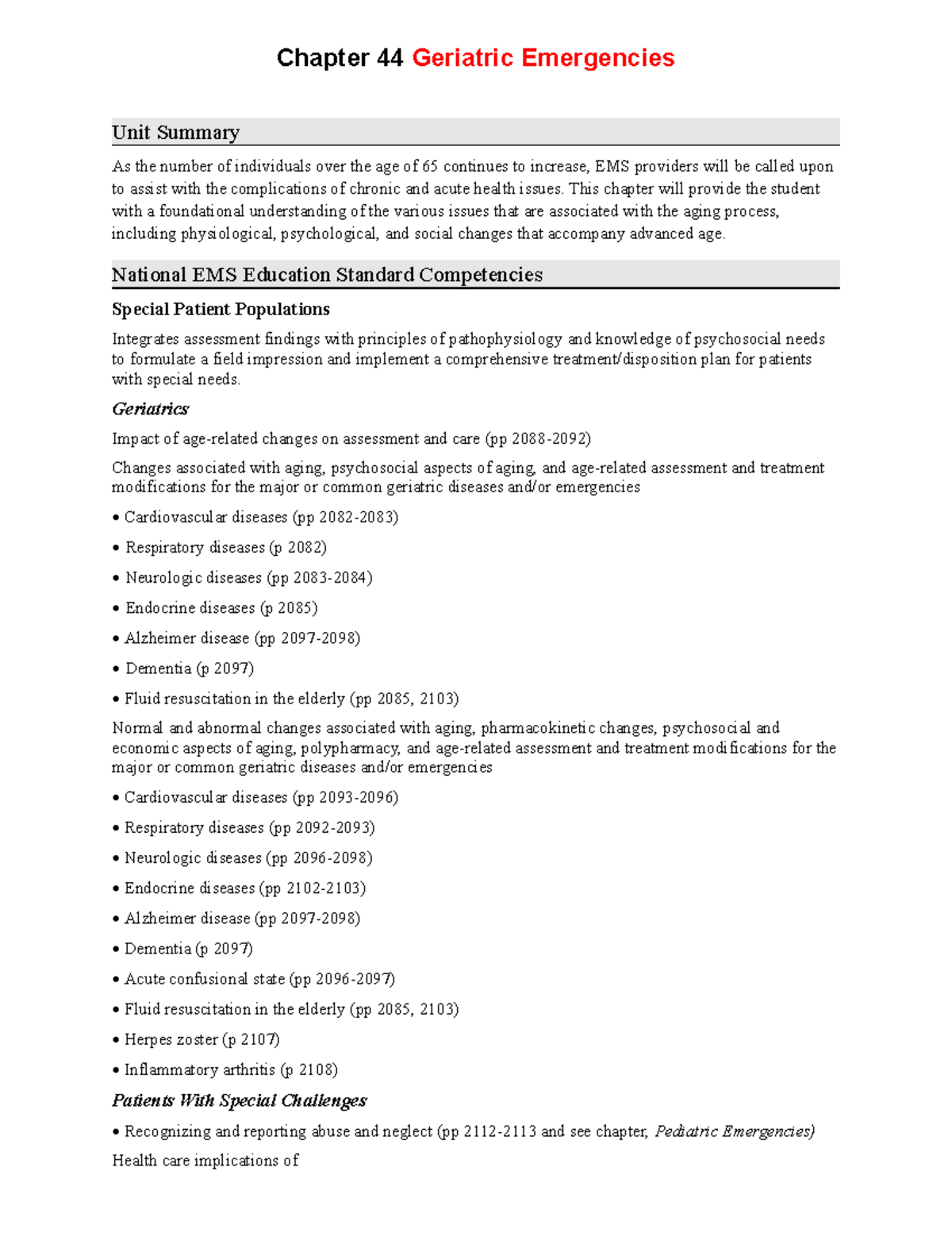 Ch44 Geriatric Emergencies - Chapter 44 Geriatric Emergencies Unit ...