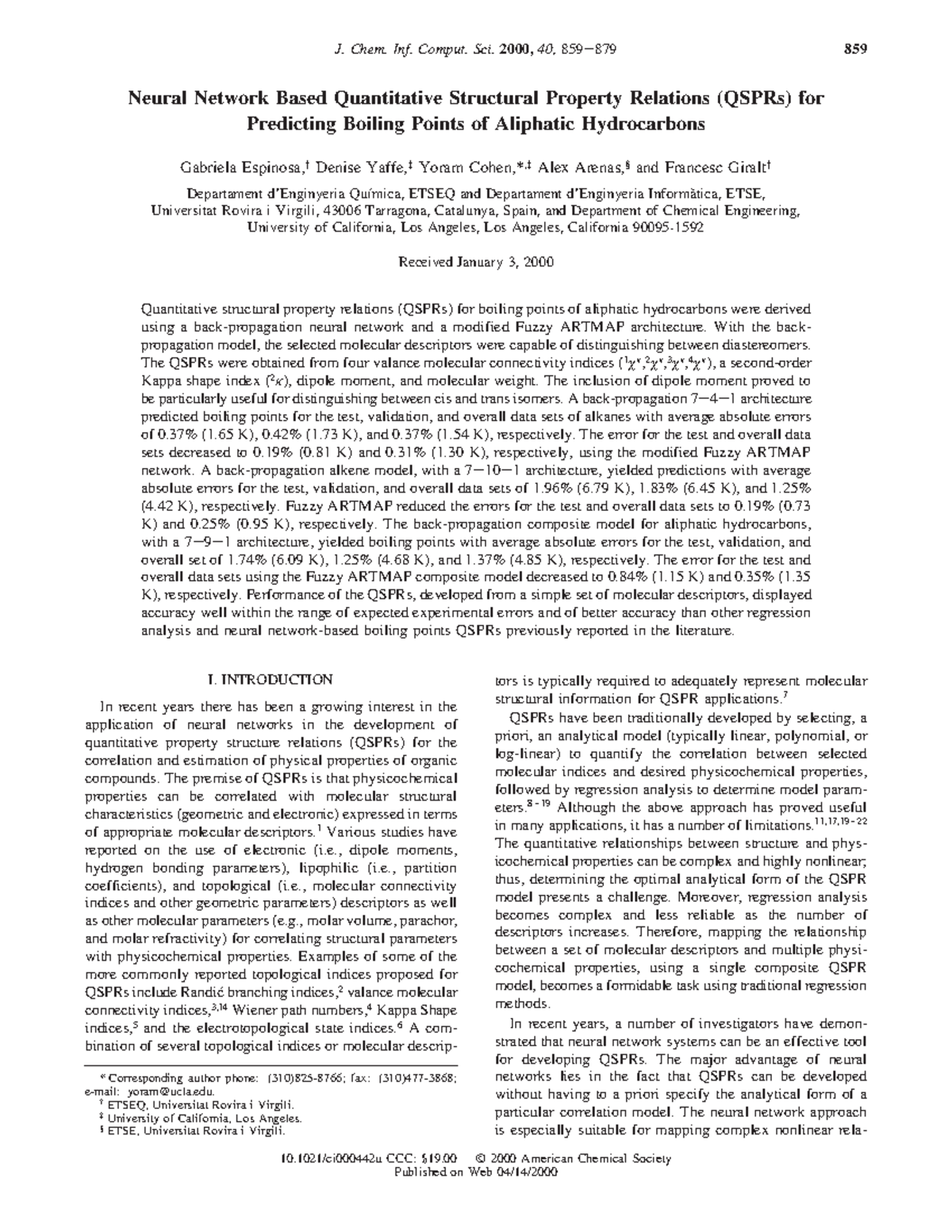 Neural Network Based Quantitative Struct With The Back Propagation Model The Selected