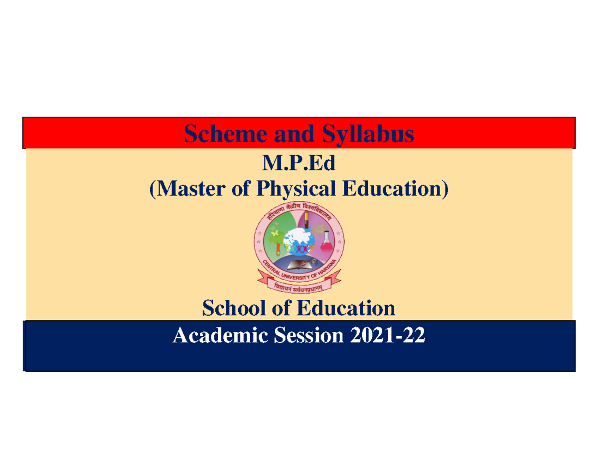 M.P.Ed Scheme and Syllabus 2022 - Scheme and Syllabus M.P (Master of ...
