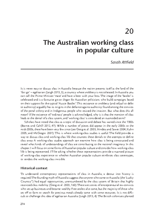 Working class - reading - 20 The Australian working class in popular ...