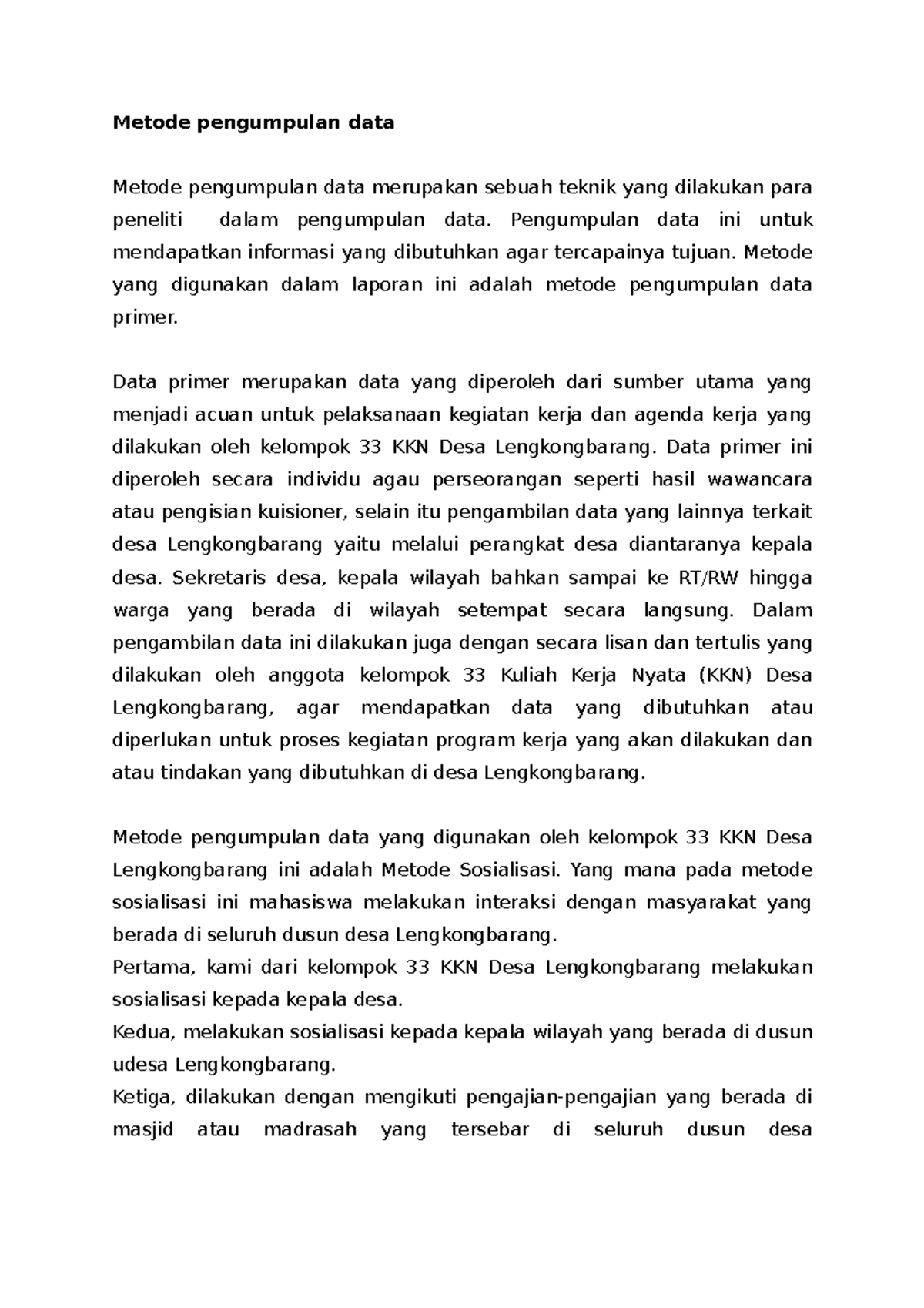 Practical Metode Yang Digunakan Metode Pengumpulan Data Metode Pengumpulan Data Merupakan