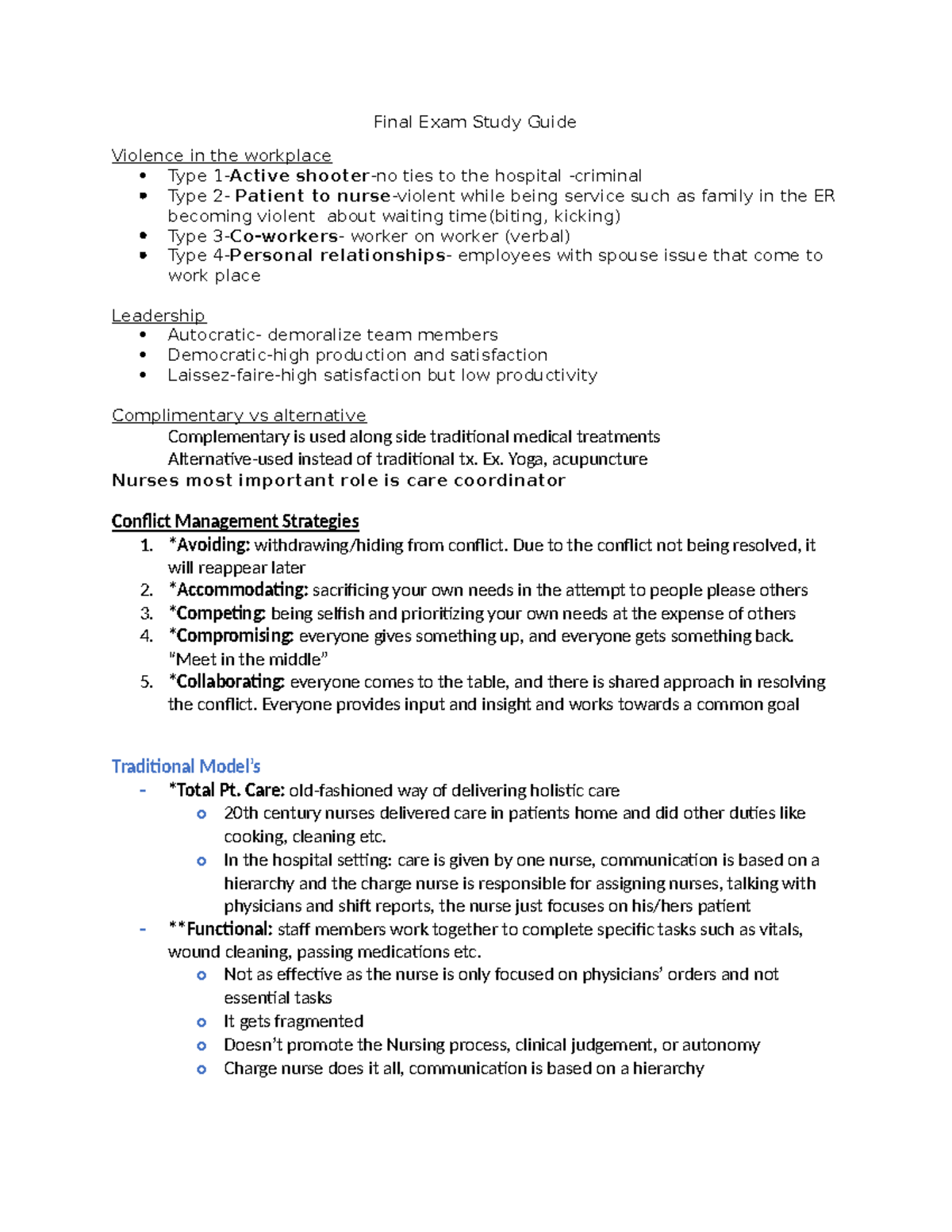 Final exam 2475 study guide - Final Exam Study Guide Violence in the ...