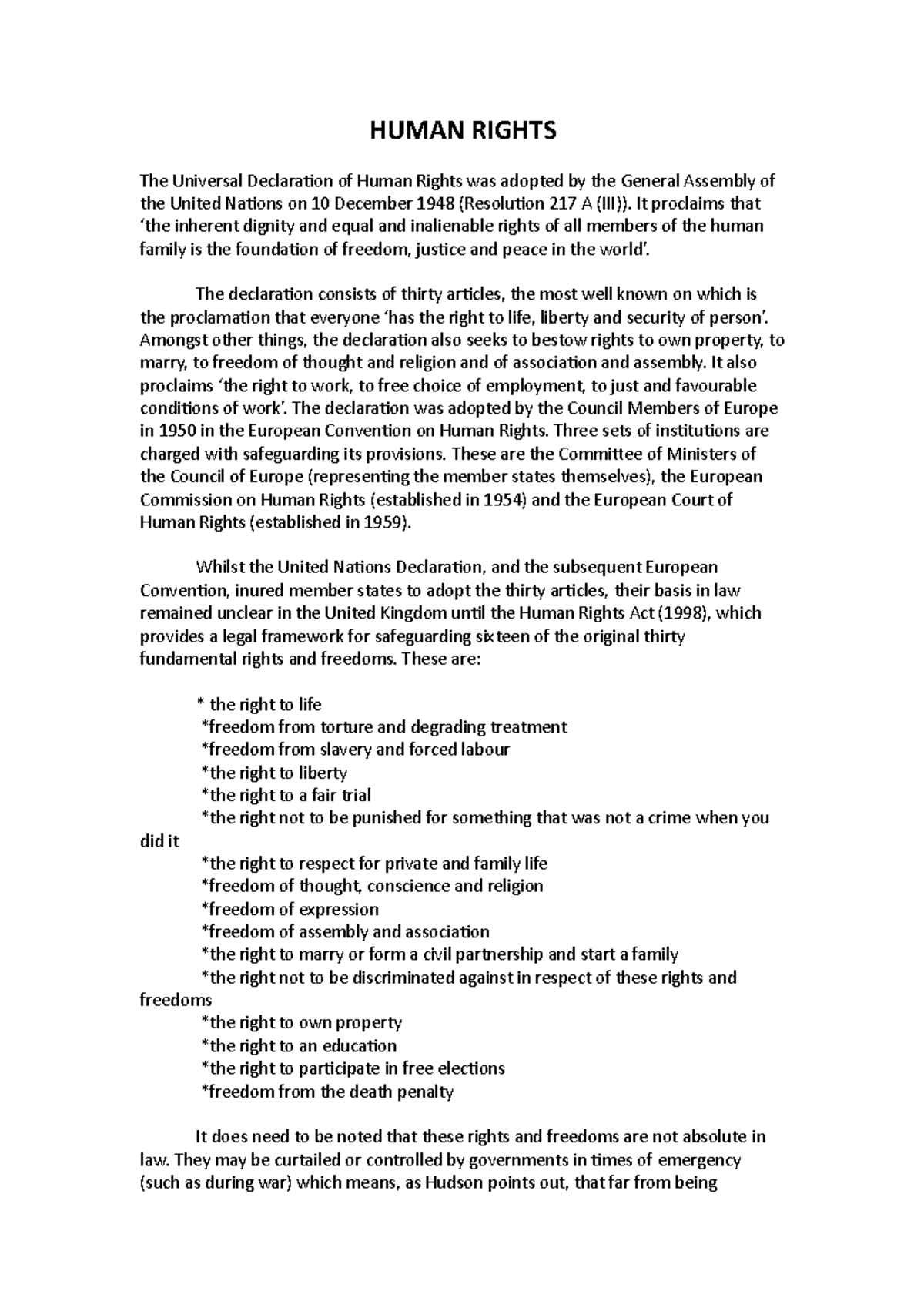 Human Rights - Key Concept - HUMAN RIGHTS The Universal Declaration of ...