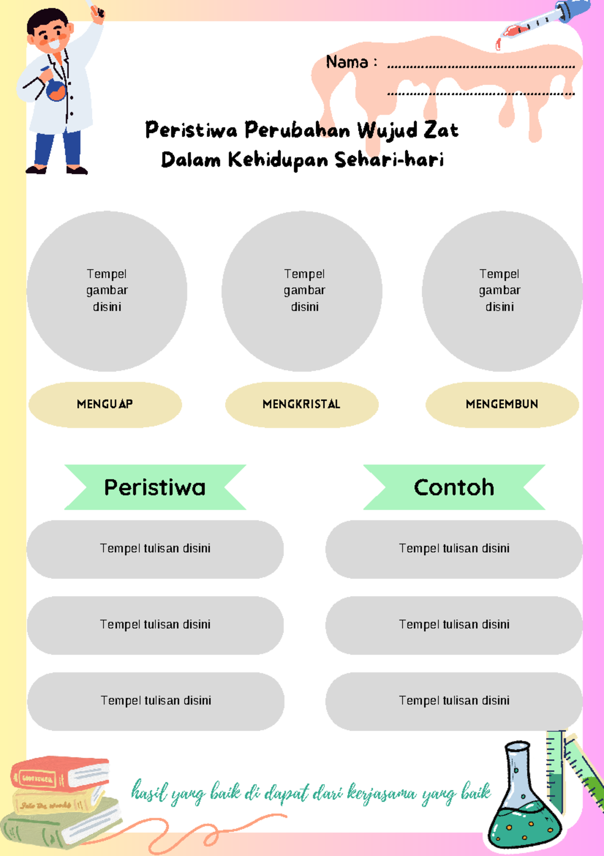 Worksheet IPA Perubahan Wujud Benda - Menguap Mengkristal Mengembun ...