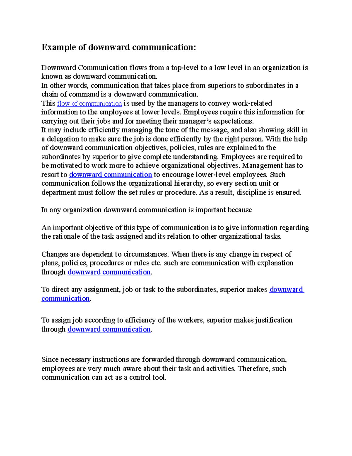 Verbal Communication Skill - Example of downward communication ...