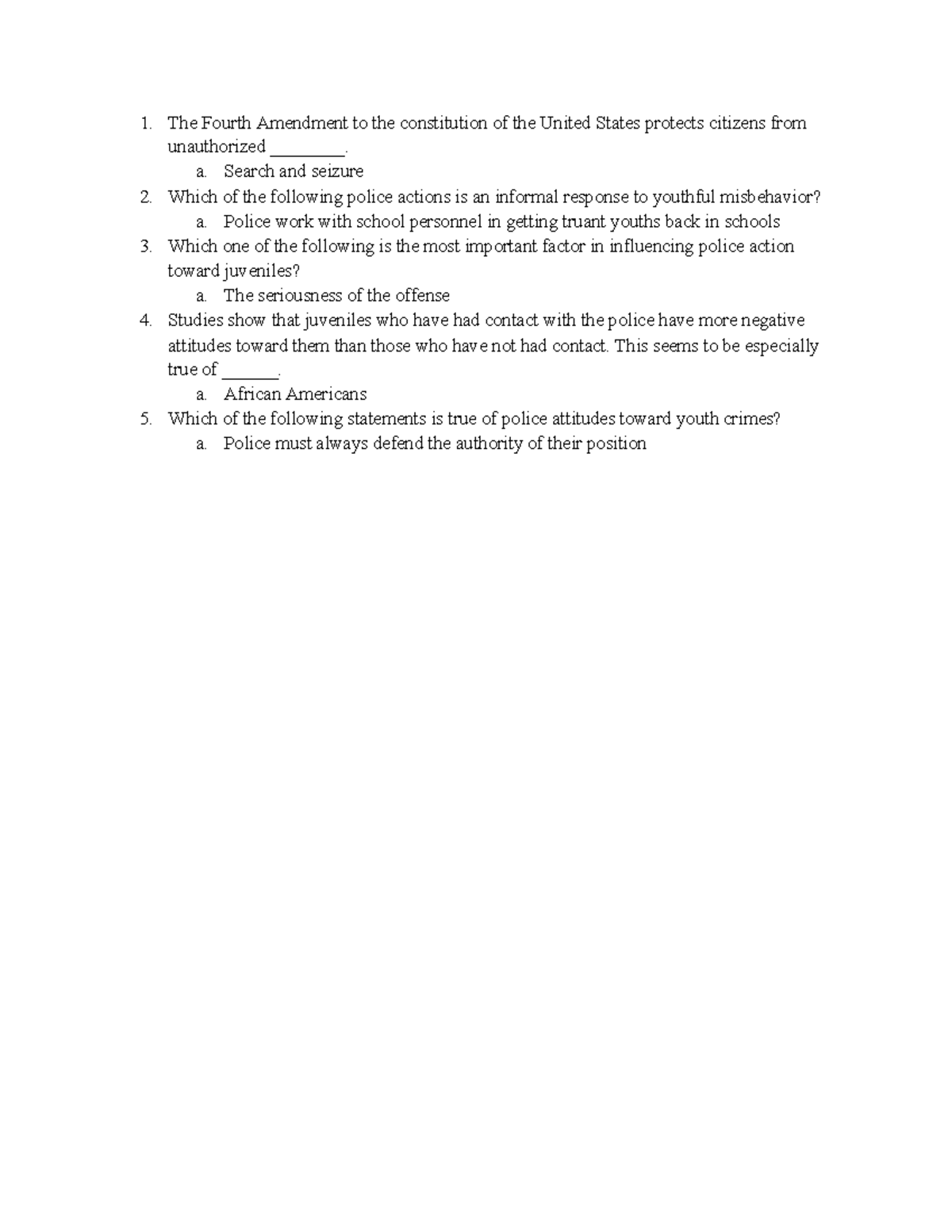 Quiz 4 - class notes - The Fourth Amendment to the constitution of the ...