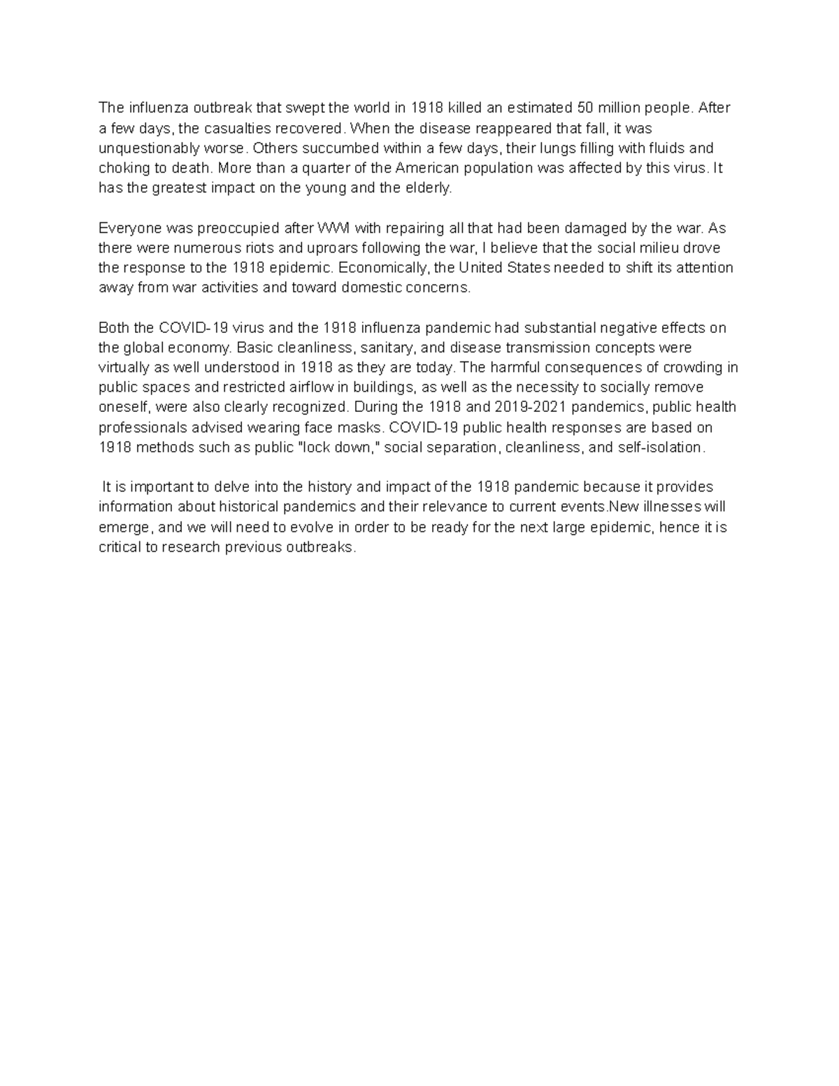 History #7 - Assignment - The influenza outbreak that swept the world ...