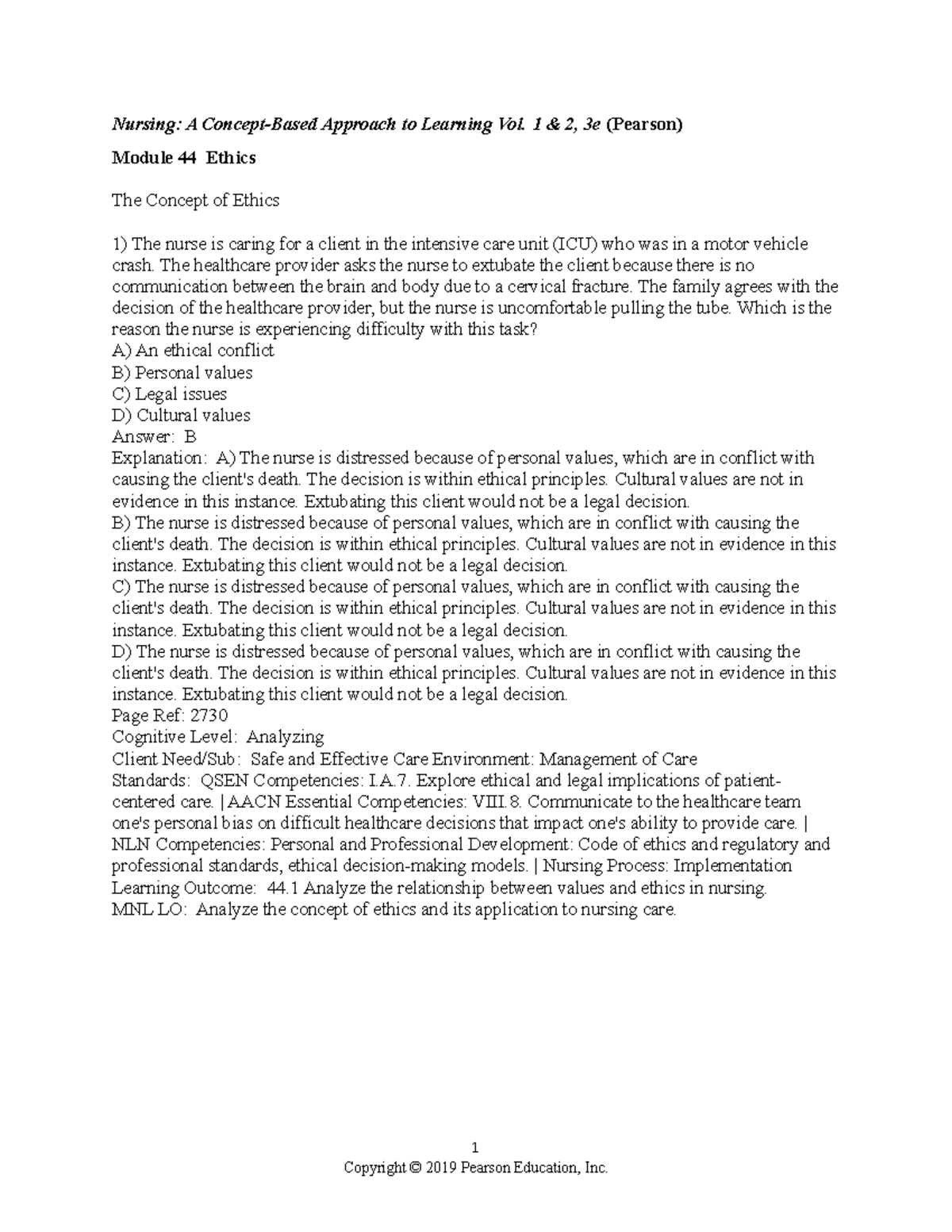 Module 44 test bank - Nursing: A Concept-Based Approach to Learning Vol ...