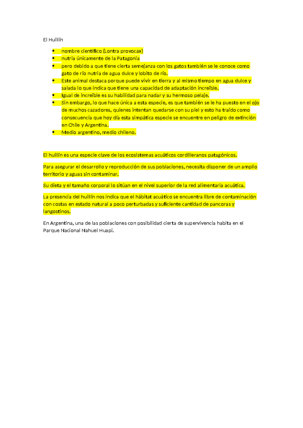 Informacion del huillin - El Huillín nombre científico (Lontra provocax ...