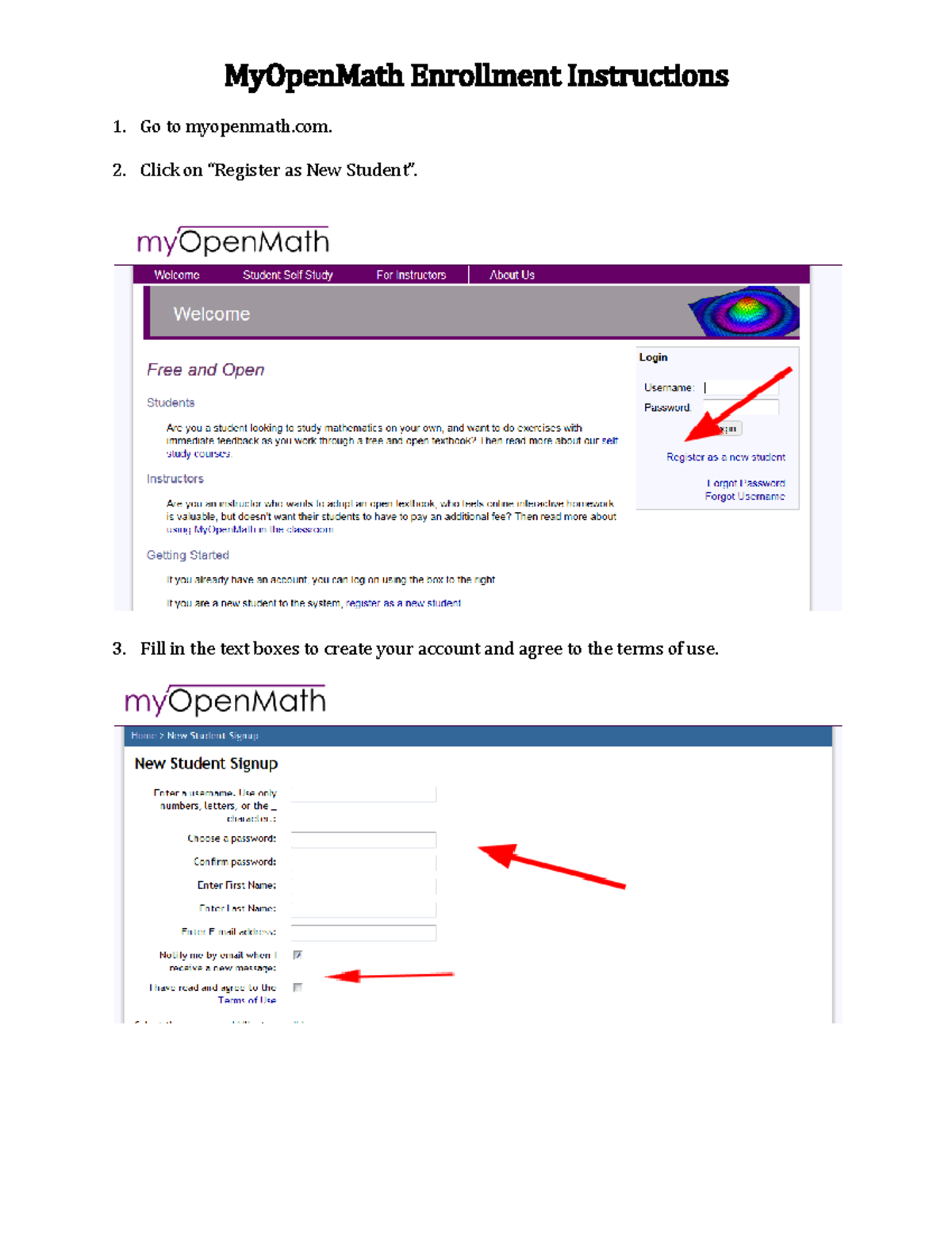 My Open Math Enrollment Instructions Cooke - MyOpenMath Enrollment ...