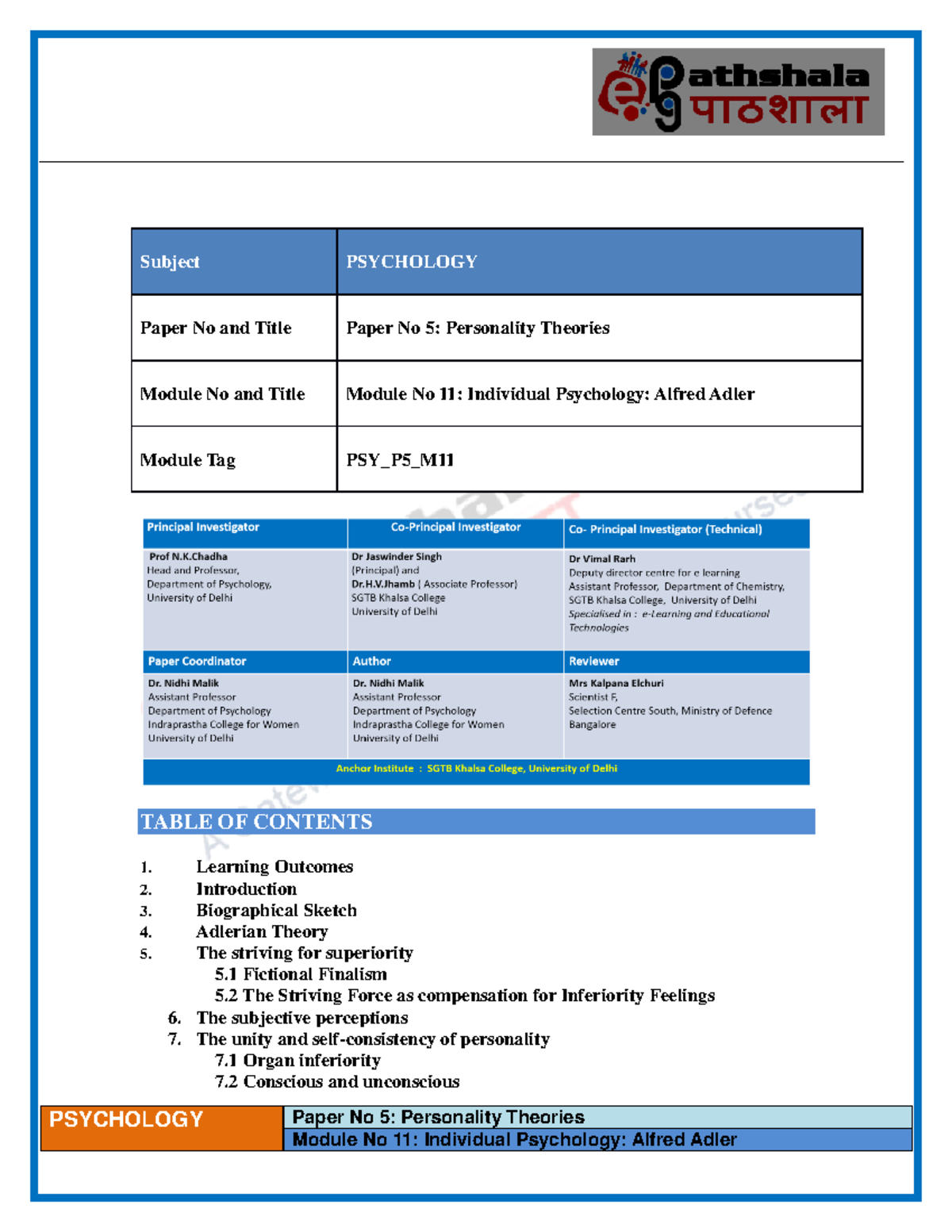 1471429145 PSY P5 M11 e-text - PSYCHOLOGY Paper No 5: Personality ...