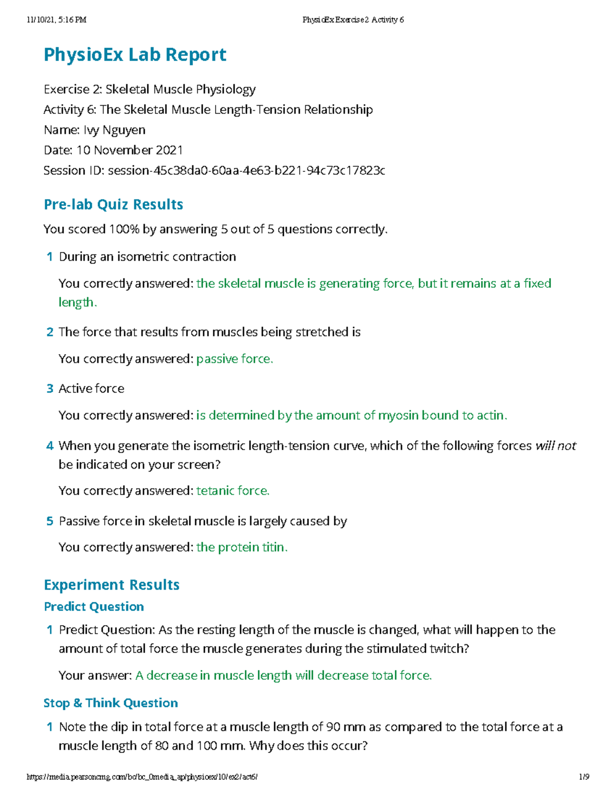 Physio Ex Exercise 2 Activity 6 - PhysioEx Lab Report Exercise 2 ...