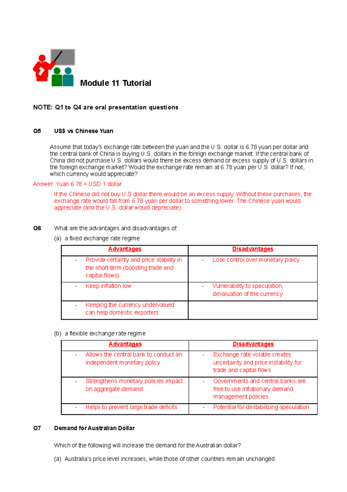 Tutorial Questions Module 11(1) - Module 11 Tutorial NOTE: Q1 to Q4 are ...