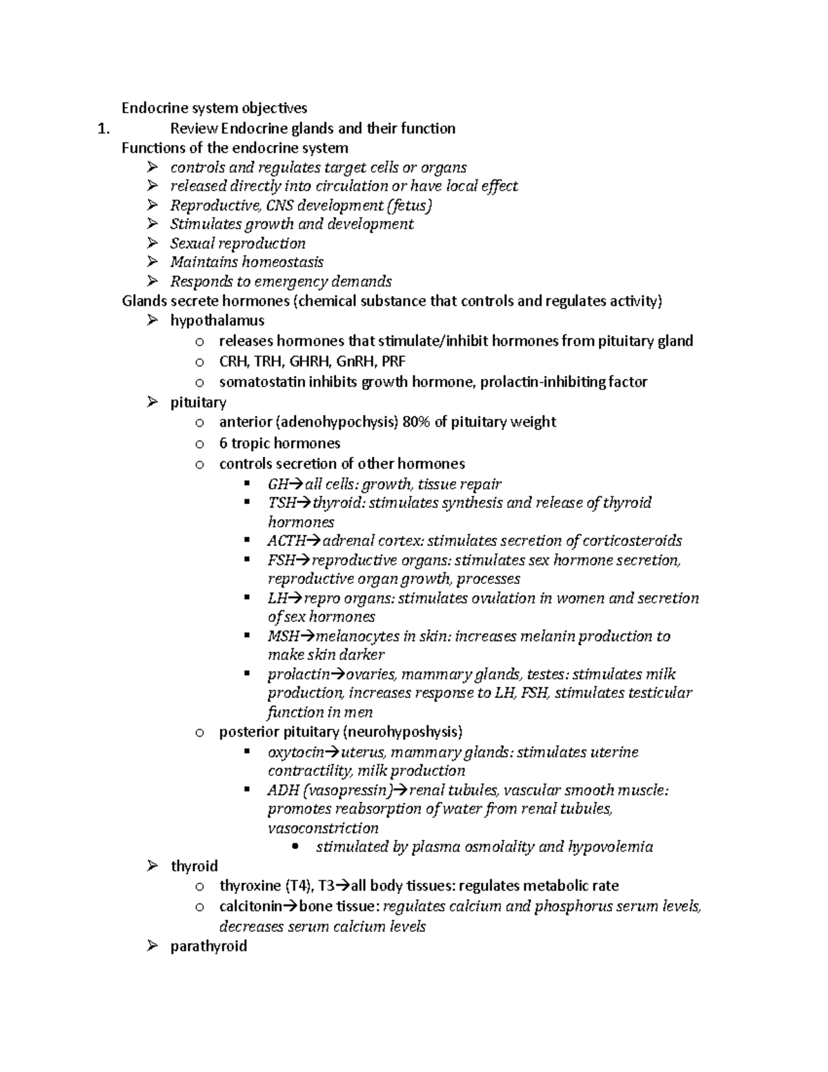 Endocrine - Lecture notes Ch 47, 49 - Endocrine system objectives 1 ...