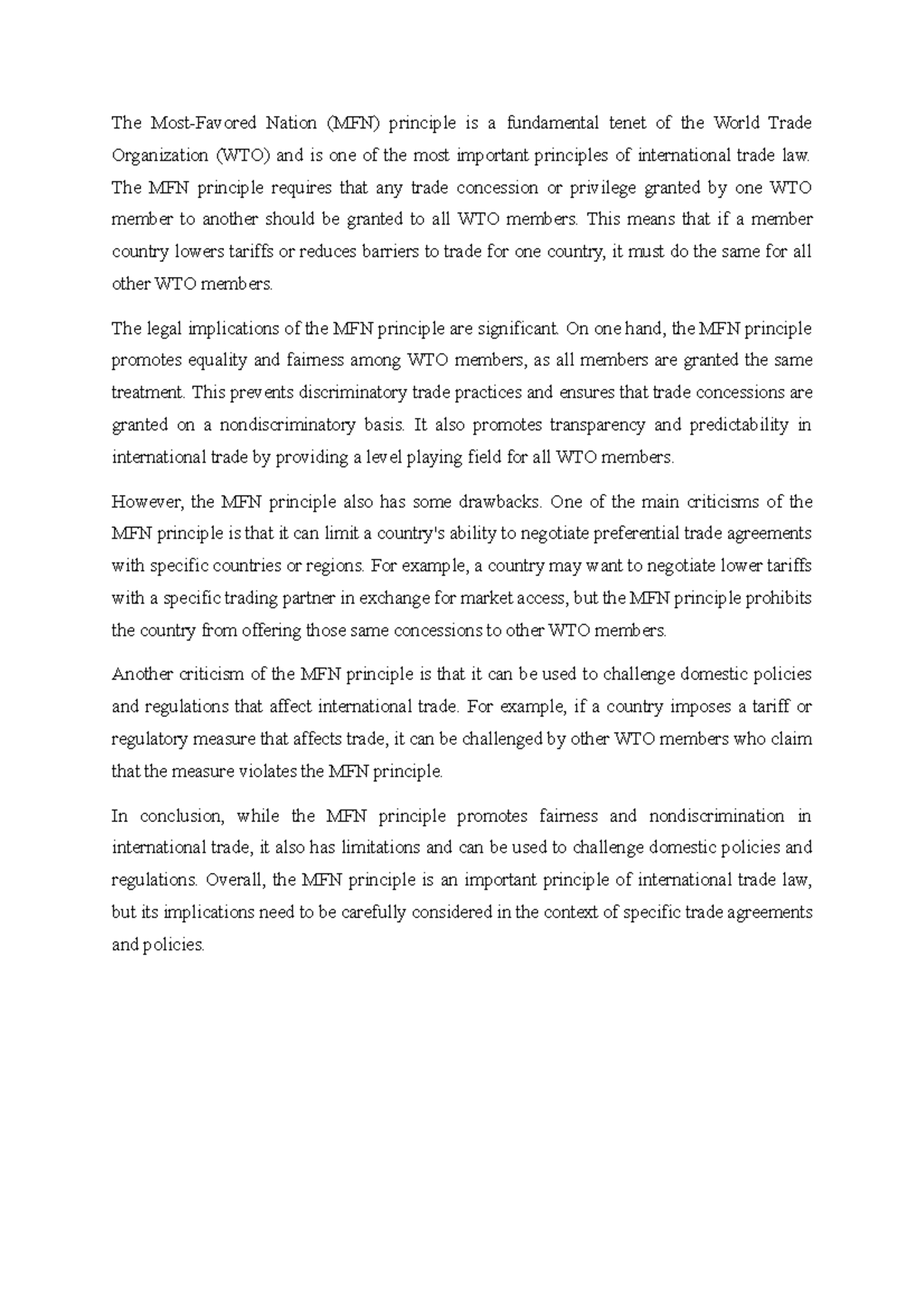 MFN Principle - gats - The Most-Favored Nation (MFN) principle is a ...