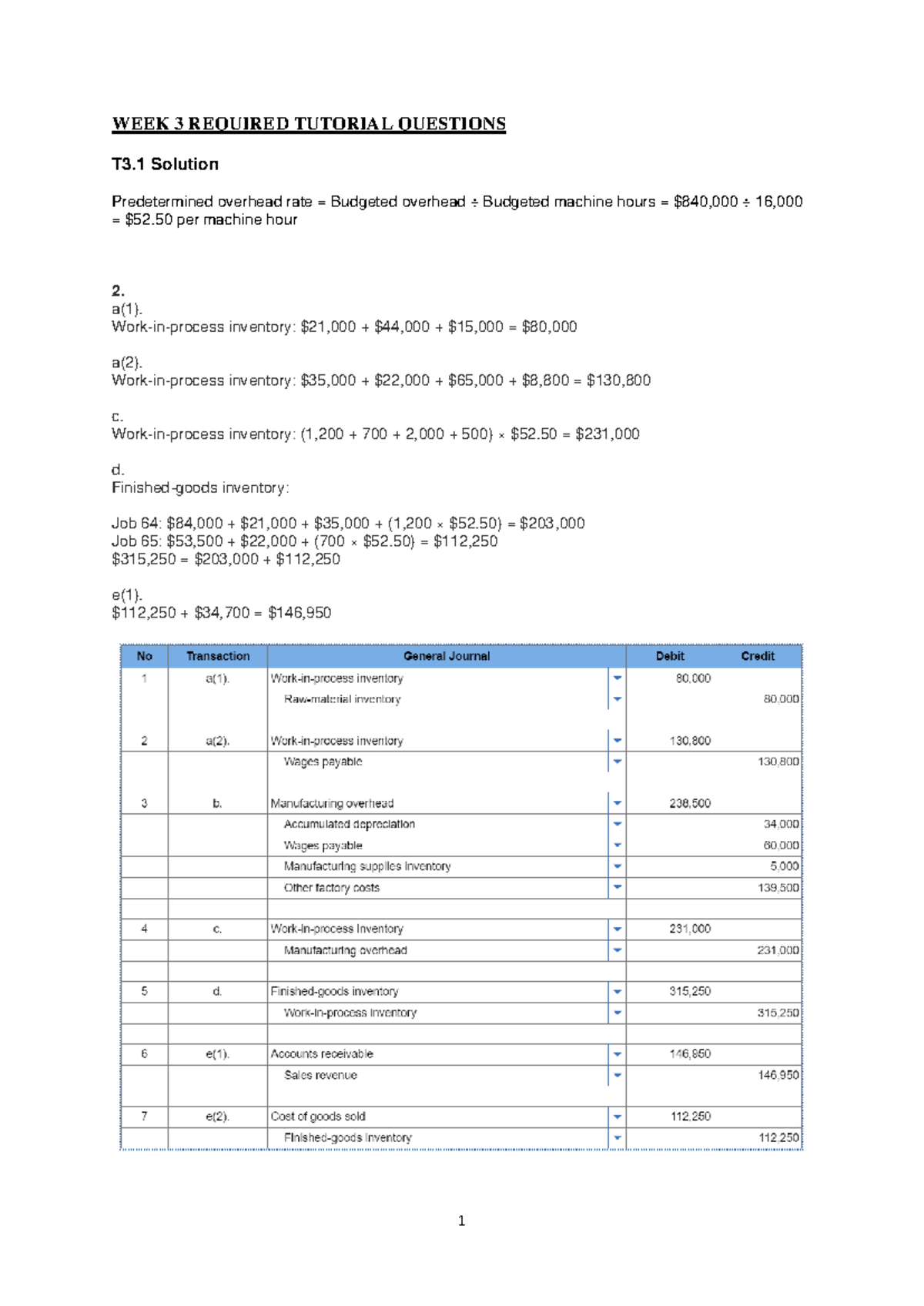 Week 3 Suggested Tutorial Solutions - WEEK 3 REQUIRED TUTORIAL QUESTIONS T3 Solution ...