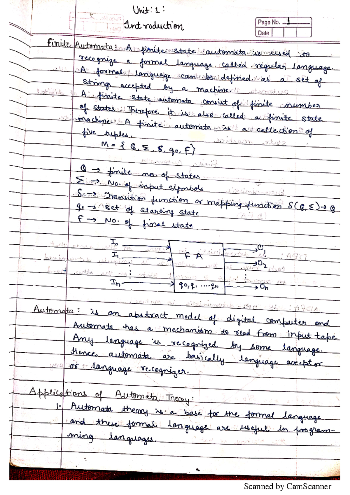 TAFL Unit 1 Complete Notes - B.Tech CSE (2nd Year) - Studocu