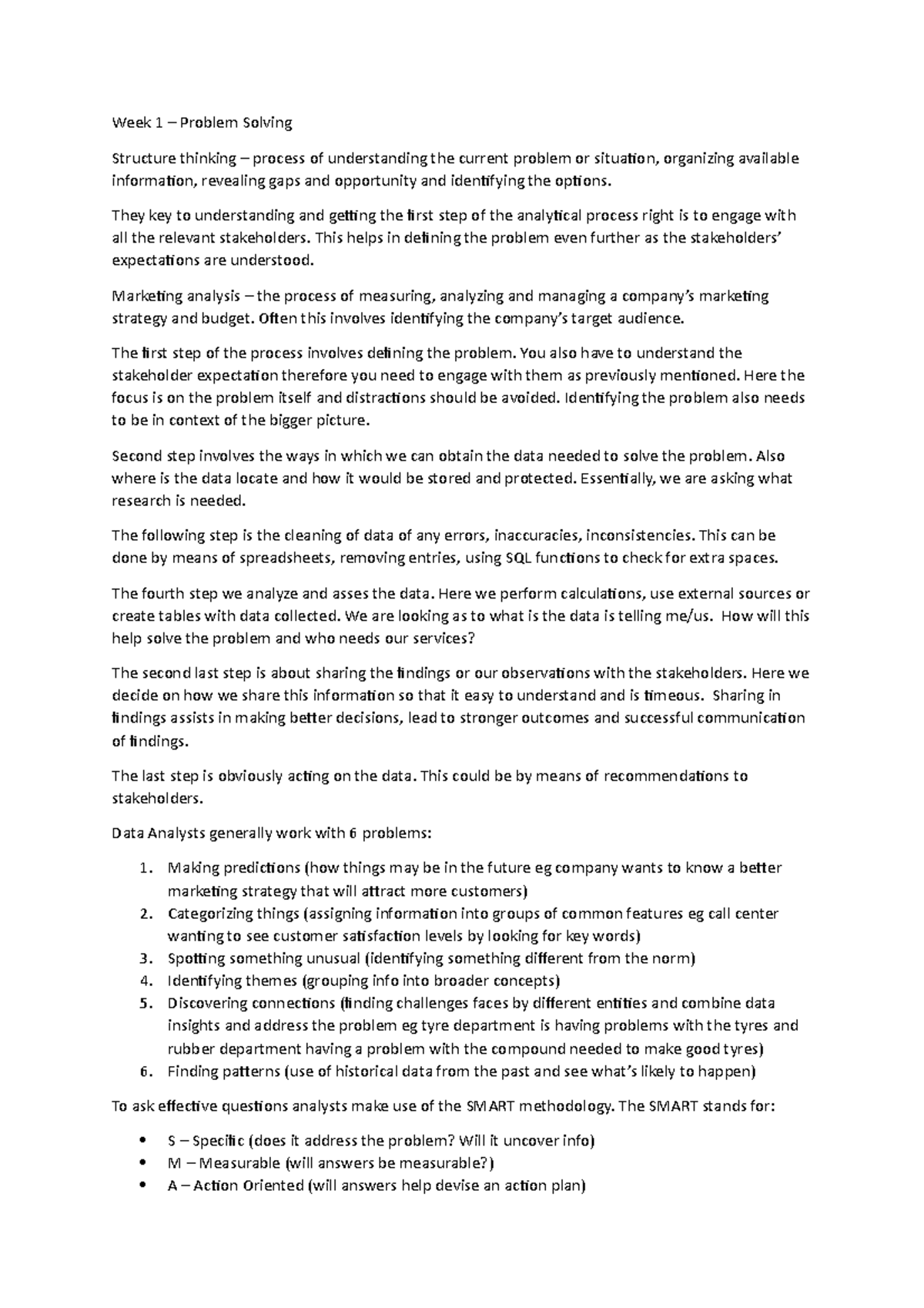 Week 1 - rgbhsr h aergh rh werh aer - Week 1 – Problem Solving ...