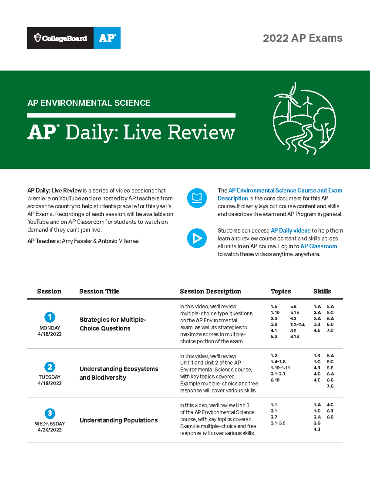2022 AP Daily Live Review Syllabus AP Environmental Science - 2022 AP ...