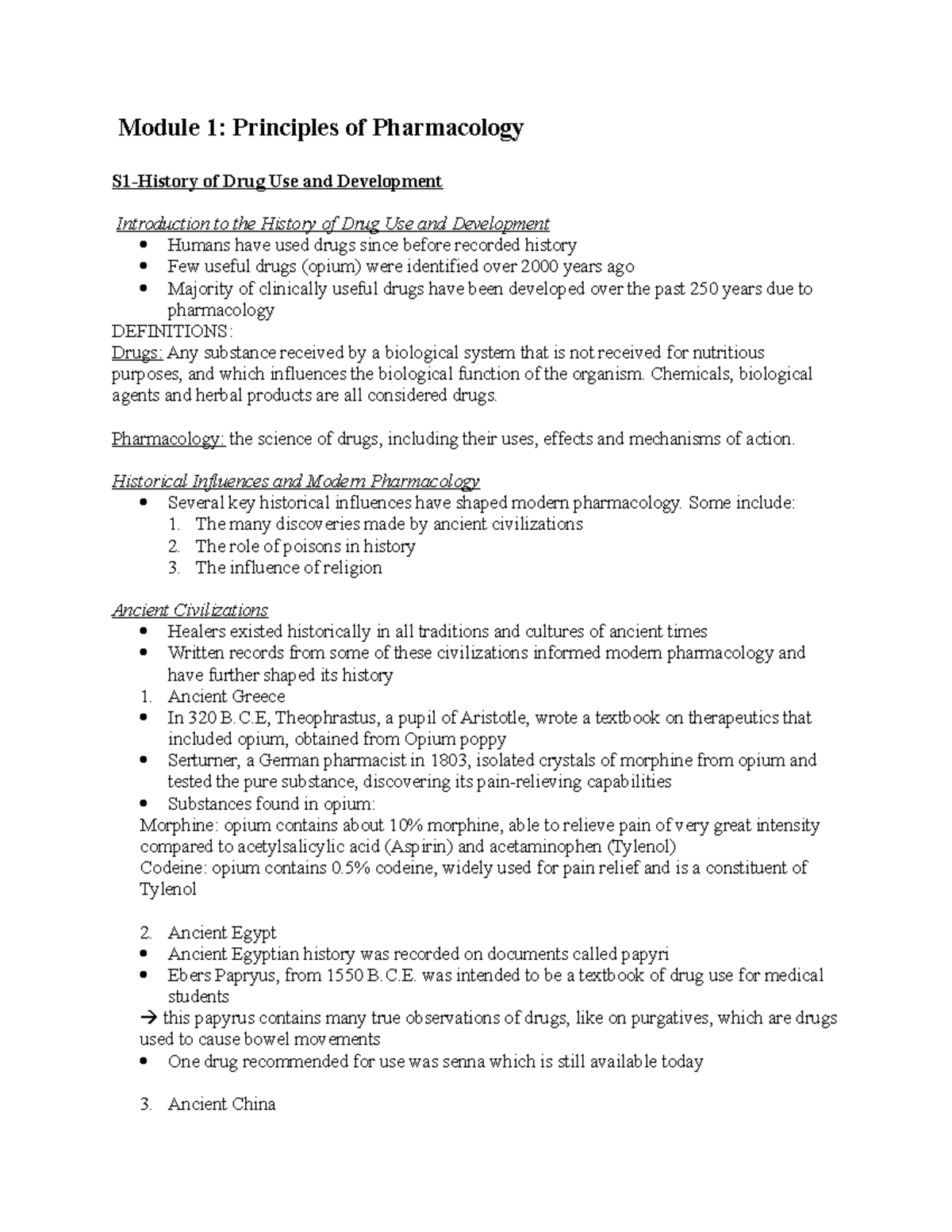 Intro to Pharm-Module 1 - Module 1: Principles of Pharmacology S1 ...