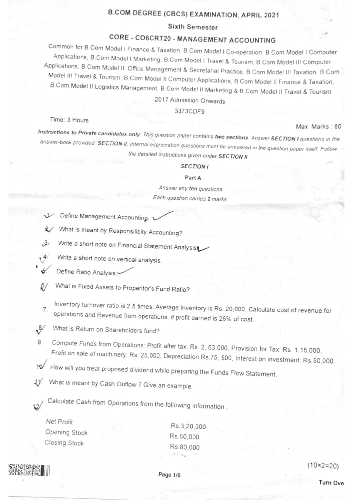 Previous questions in management accounting - Bachelor of Computer ...