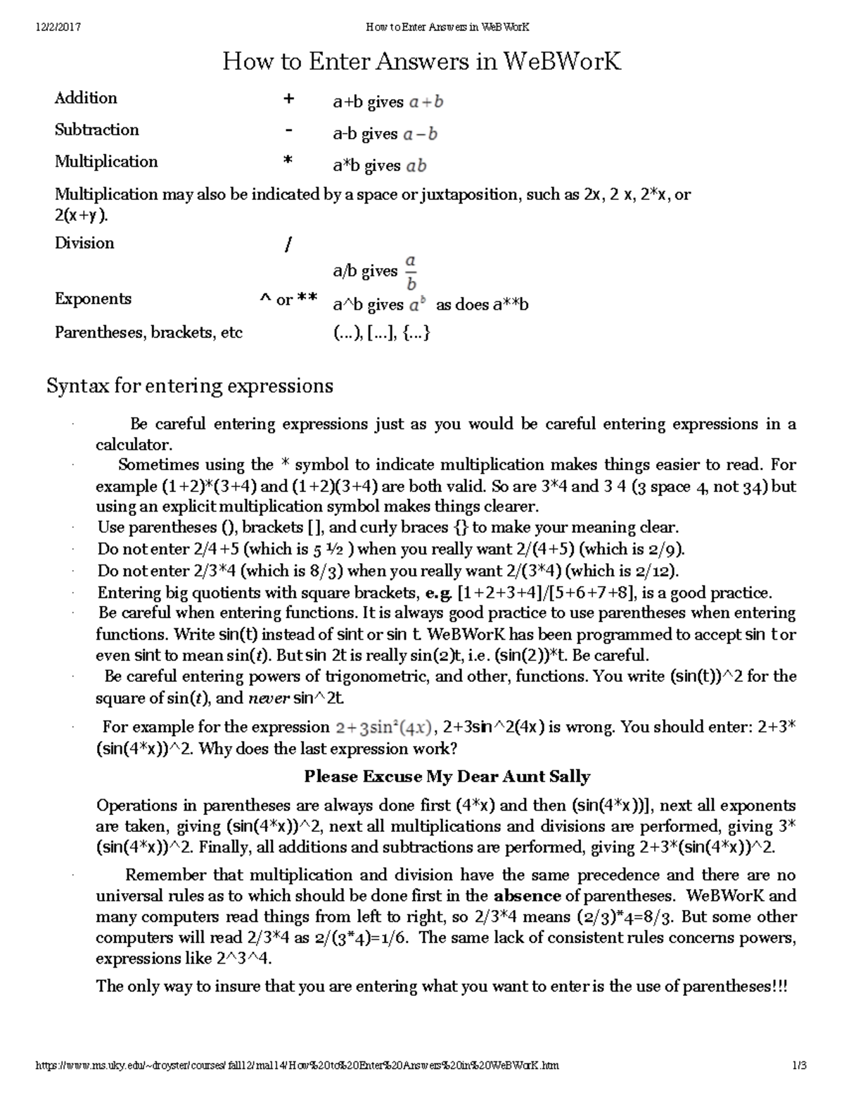 How to Enter Answers in We BWor K - - Studocu