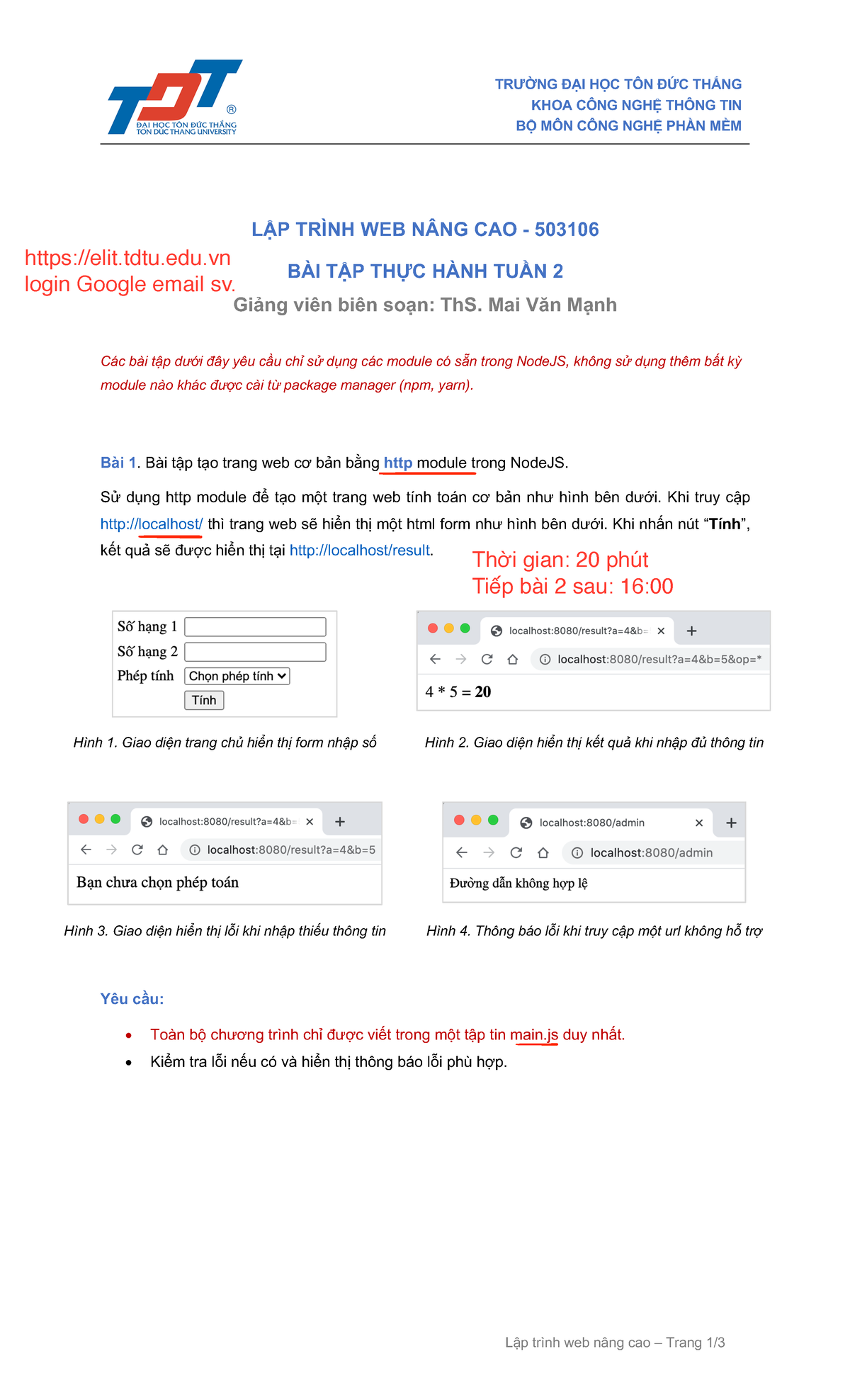 Lab02 - Web lab 2 - TRƯỜNG ĐẠI HỌC TÔN ĐỨC THẮNG KHOA CÔNG NGHỆ THÔNG TIN BỘ MÔN CÔNG NGHỆ PHẦN ...