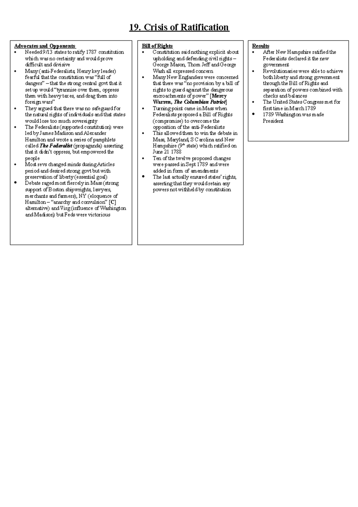 19. Crisis of Ratification - 19. Crisis of Ratification Advocates and ...