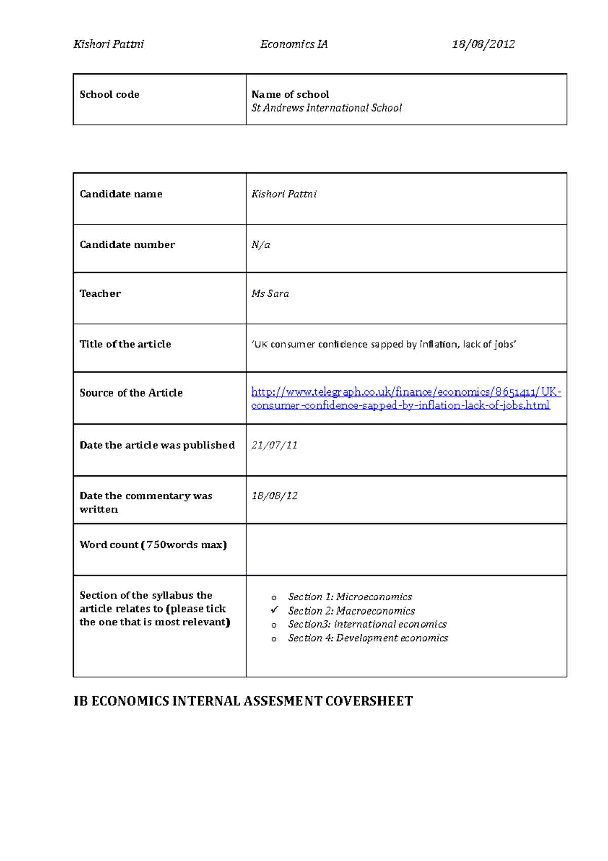 Economics IA macro - Grade: 1ST - Kishori Pattni Economics IA 18/08 ...